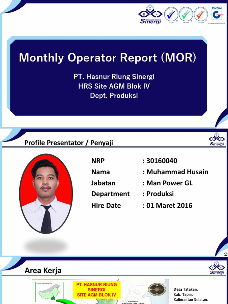Monthly Operator Report (MOR) : PT. Hasnur Riung Sinergi Hrs Site Agm ...