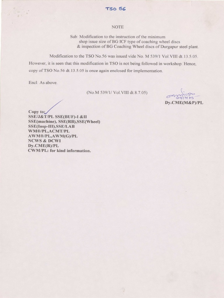 TSO 56 Shop Issue Size 825 MM | PDF