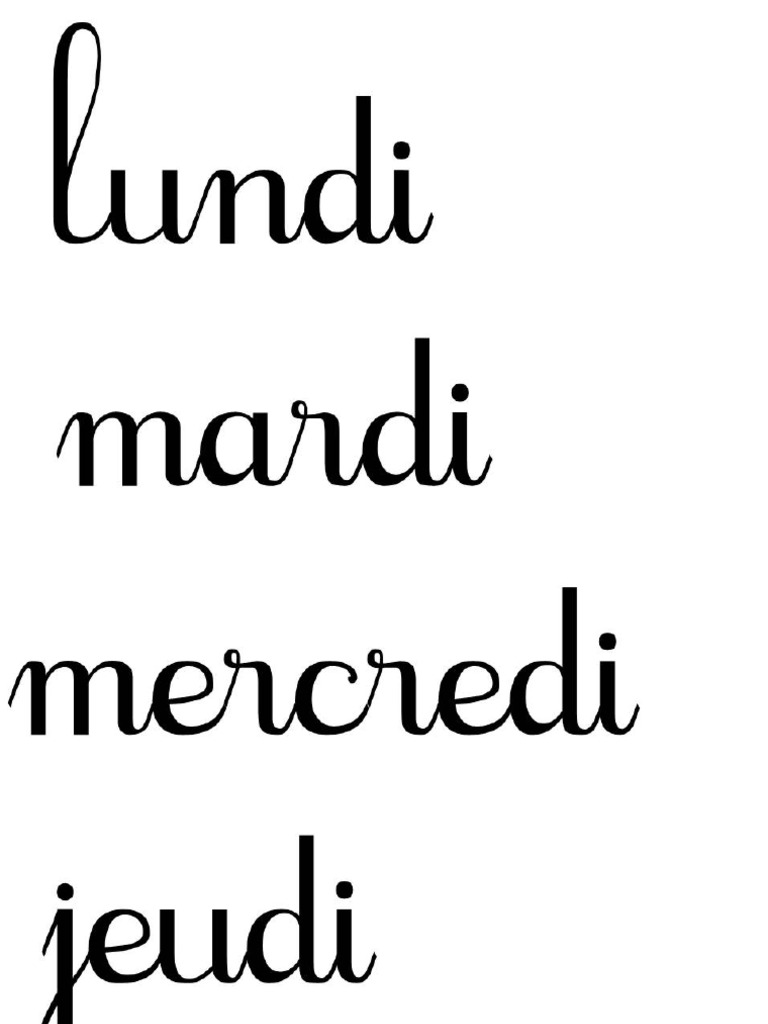Fiche Maternelle Jour Semaine Cursive Ok | PDF