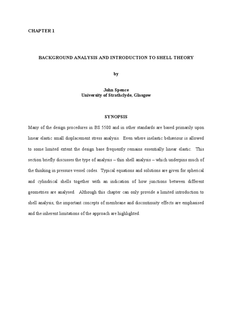 CHAPTER 1 - Introduction To Shell Theory | PDF | Bending | Stress ...