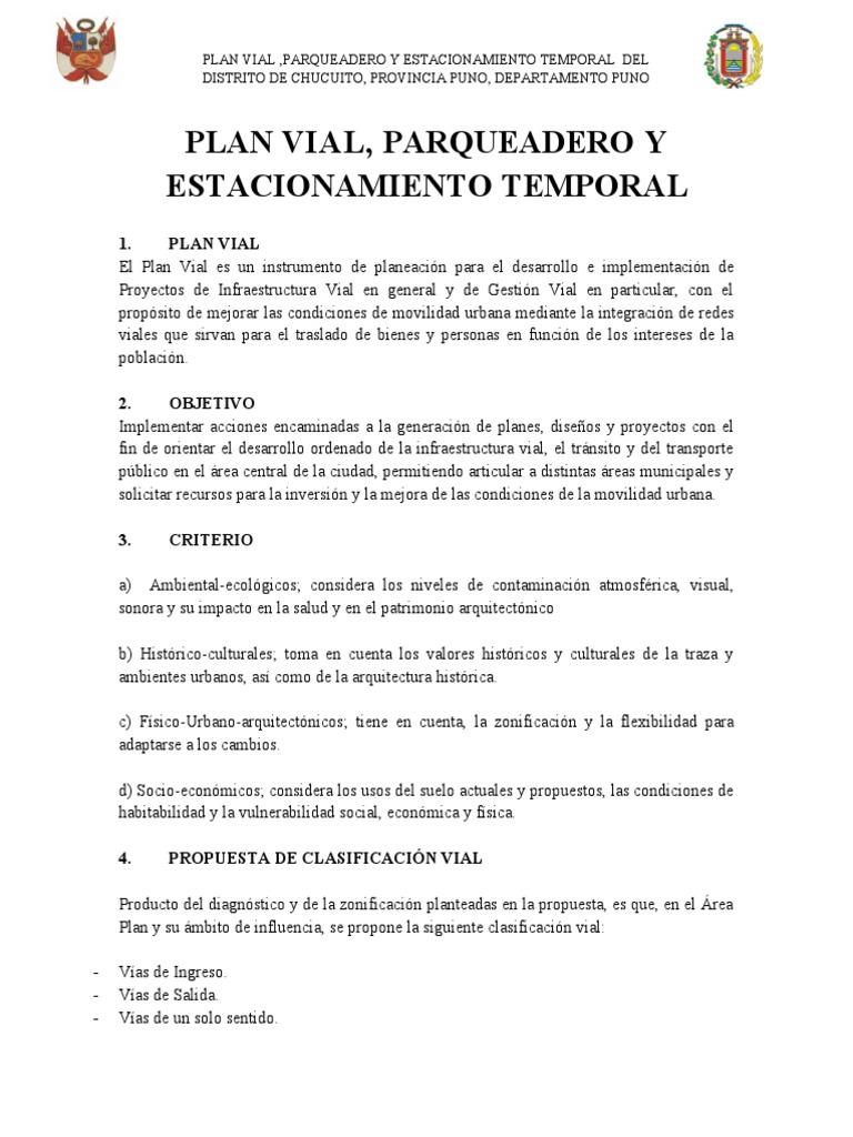 Plan Vial | PDF | Zonificación | Transporte