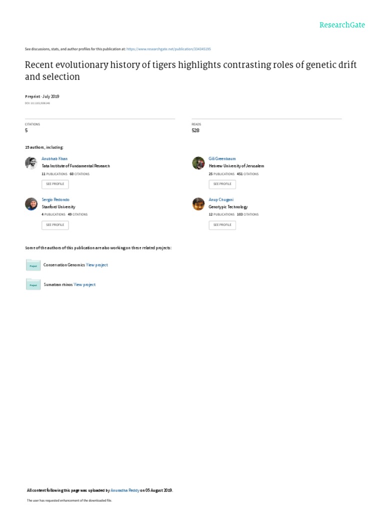 Recent Evolutionary History of Tigers Highlights C | PDF | Tiger ...