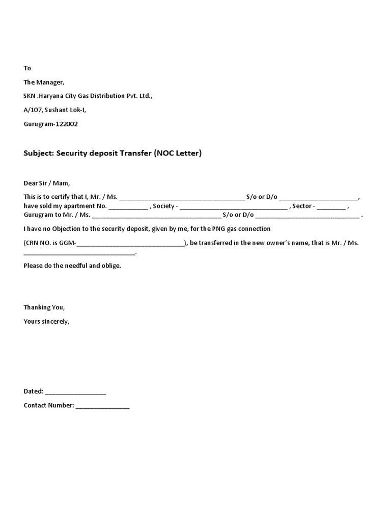 NOC Letter For Name Change (From Previous Owner) | PDF