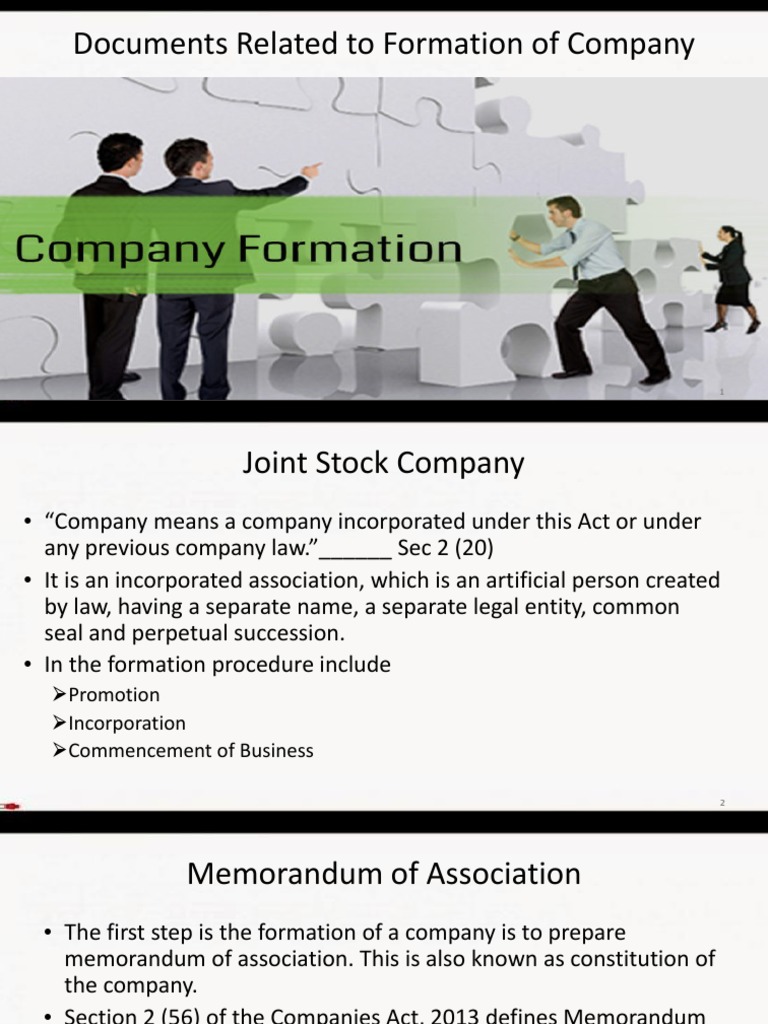 Documents Related To Formation of Company Lecture | PDF