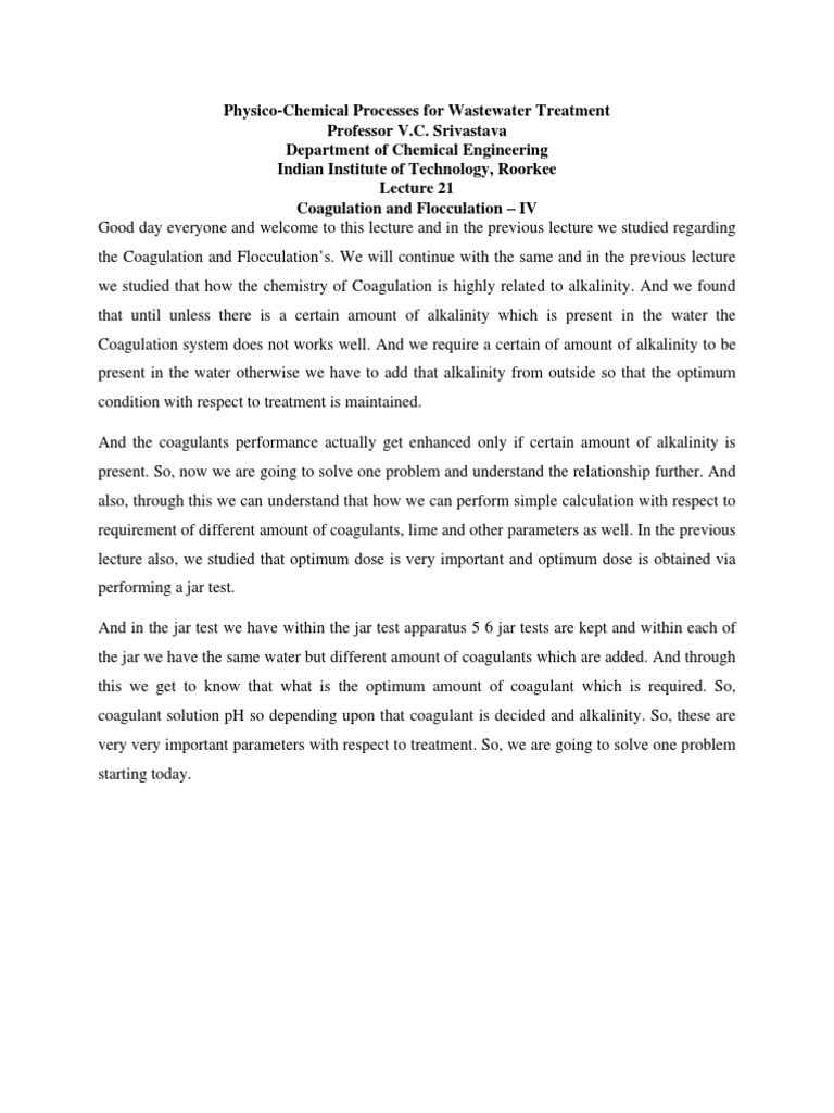 Physico-Chemical Treatment Technology | PDF