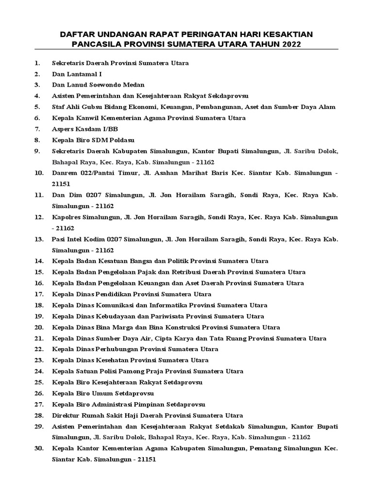 Daftar Undangan Rapat Amplop | PDF