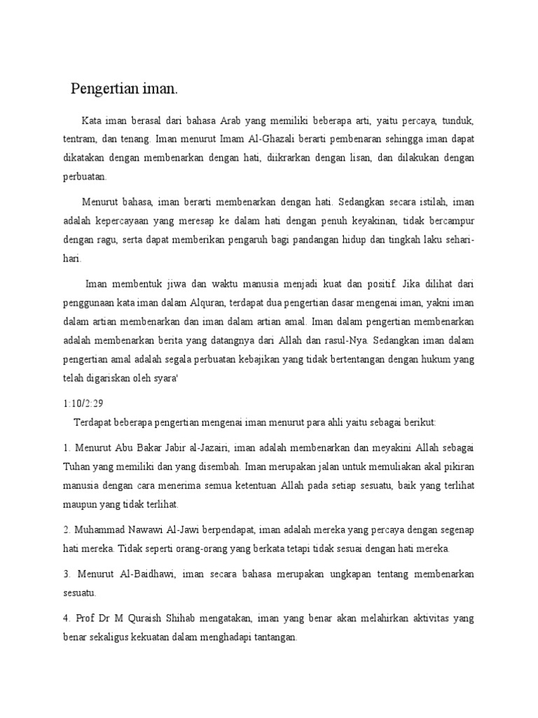 Pengertian dan Unsur Iman dalam Islam | PDF