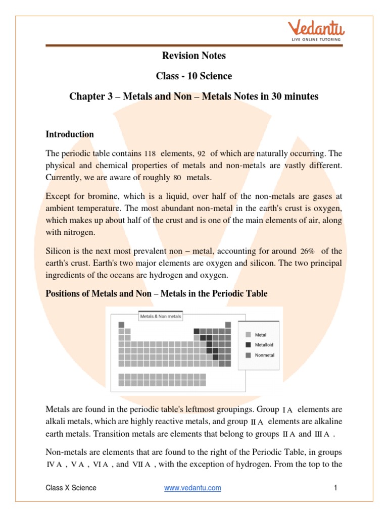 Class 10 Science Chapter 3 Revision Notes | PDF | Ion | Covalent Bond Class 10 Science Chapter 3 Revision Notes | PDF | Ion | Covalent Bond