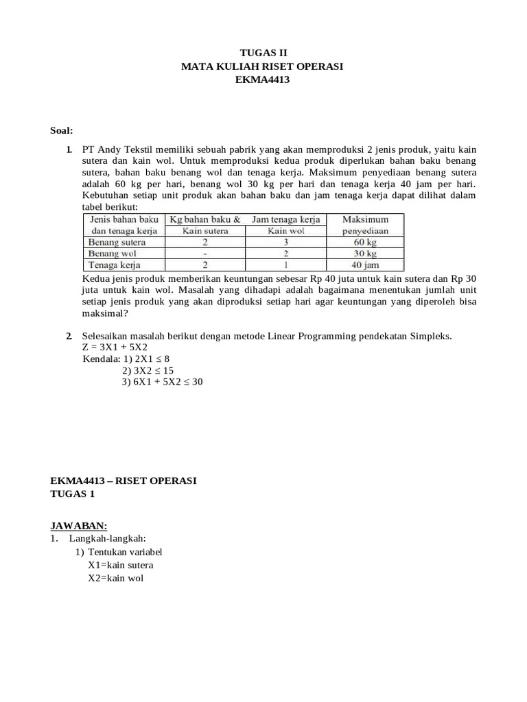 Tuton 2 Riset Operasi Ekma4413 | PDF