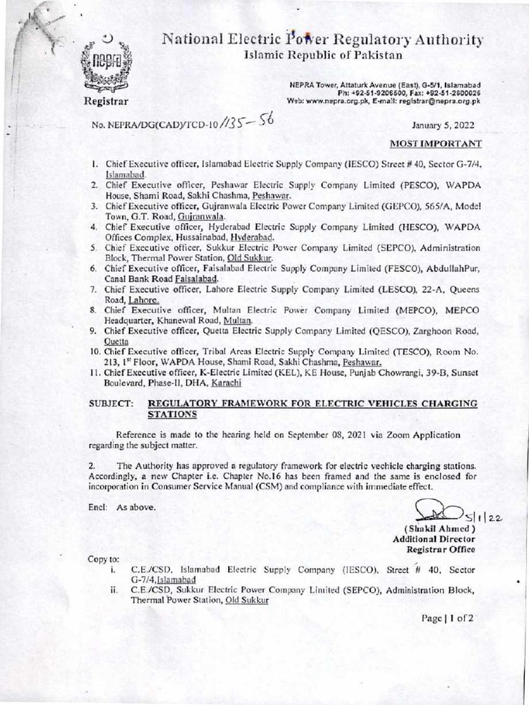 Regulatory Framework EV Charging Station - 06!04!2022 - 2629 - 1 | PDF ...