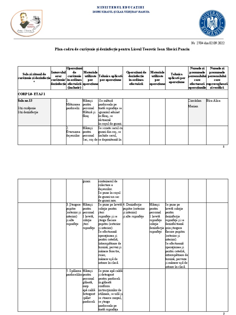Plan de Curatenie | PDF