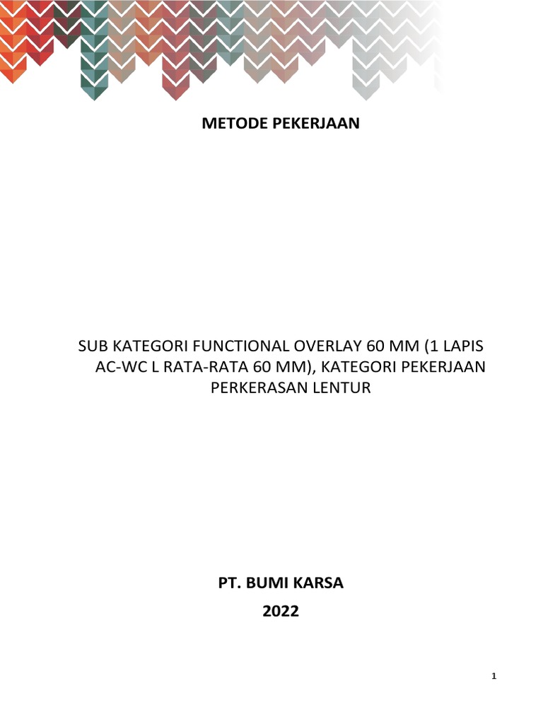 Metode Perkerasan FUNCTIONAL OVERLAY 60 MM | PDF