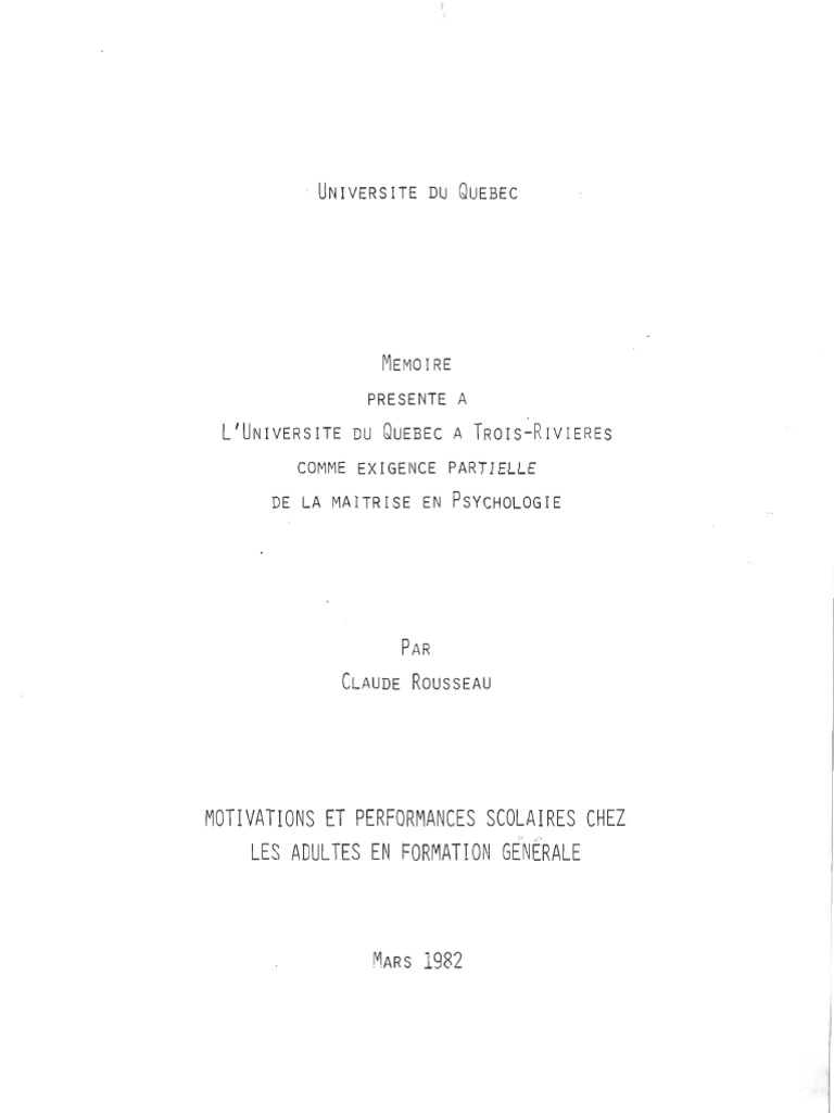 Motivations Et Performances Scolaires Chez Les Adulte | PDF | Motivation | Motivant