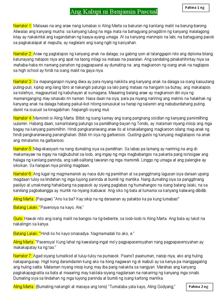 Ang Kalupi Ni Benjamin Pascual (Divided Script) | PDF