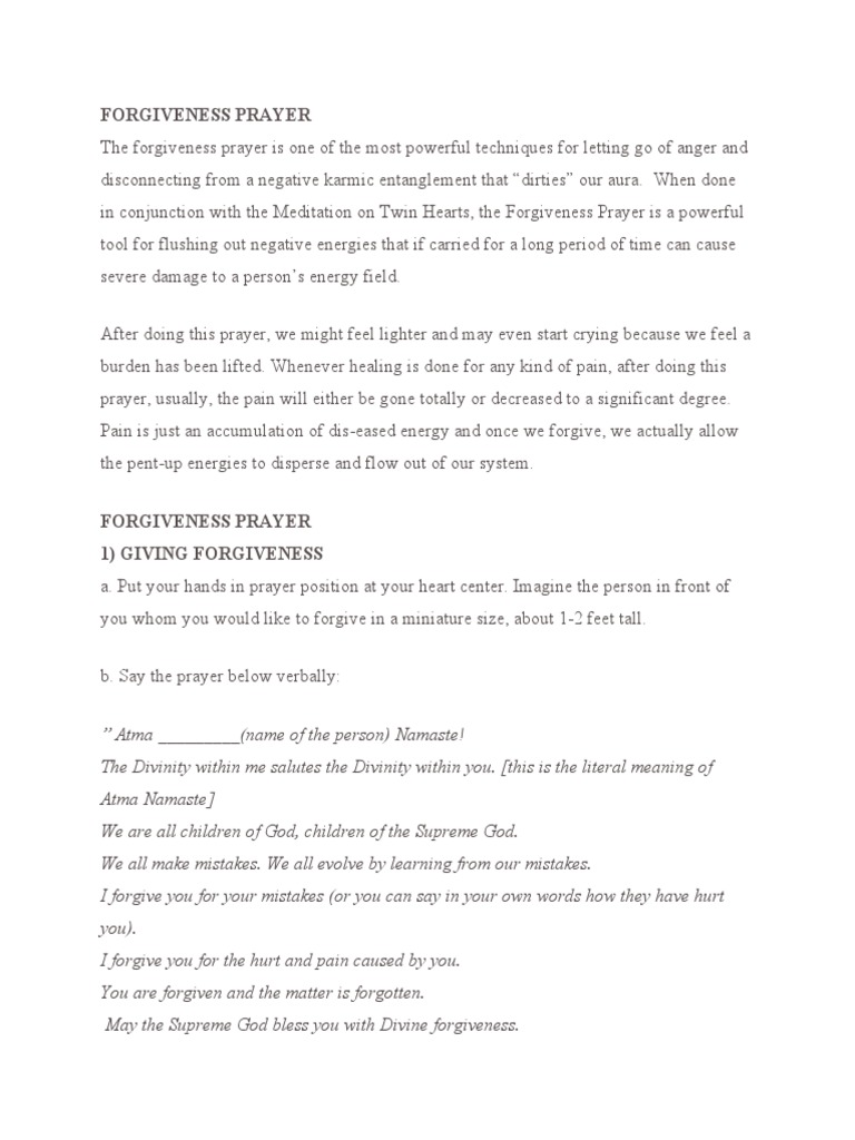 Forgiveness Prayer | PDF | Forgiveness | Prayer