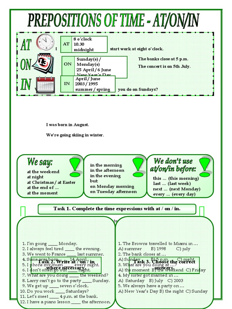 50 Useful Examples Of Prepositions Of Time At,In,On – GLTDG