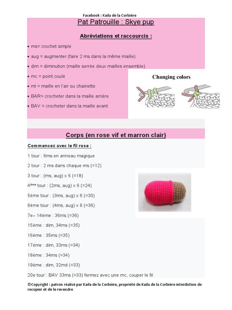 Patron Skye Pat Patrouille FR | PDF