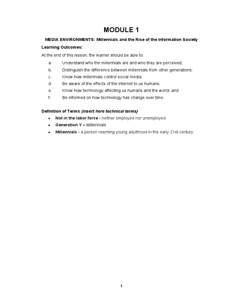 MODULE 1 Living in The IT Era | PDF | Millennials | Baby Boomers