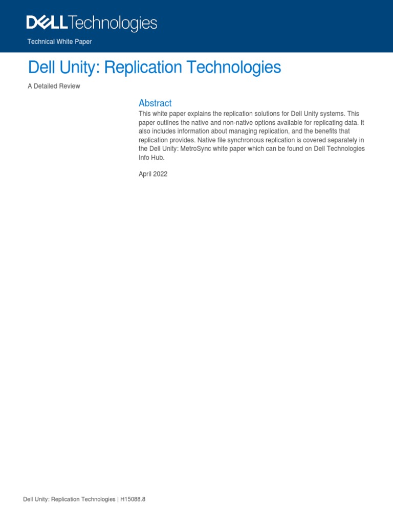 Dell Emc Unity Replication Technologies Pdf 