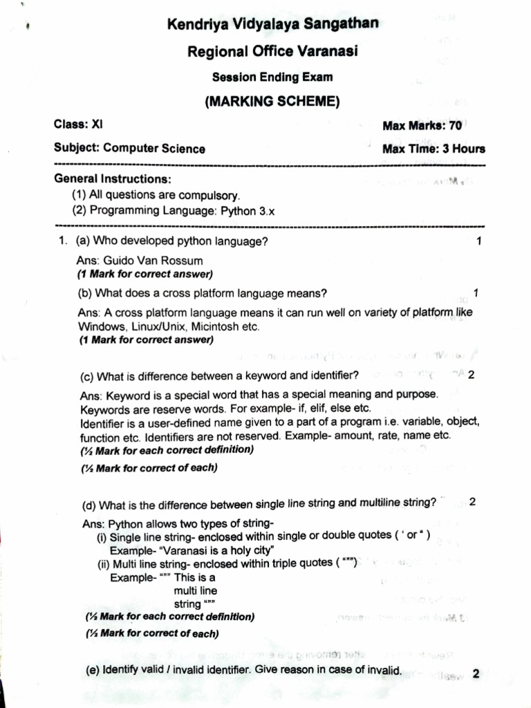 Class 11 Cs Question Paper | PDF