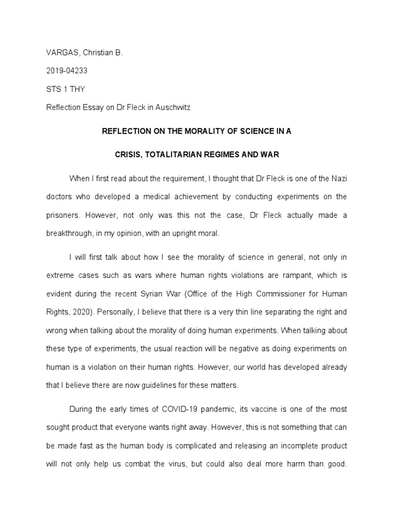 STS1 THY Reflection#3 VARGAS | PDF | Informed Consent | Experiment