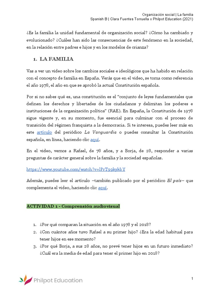 Organización Social - La Familia | PDF | Familia | España