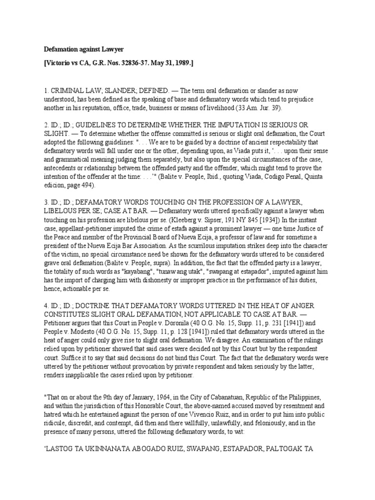 Defamation Against Lawyer | PDF | Defamation | Common Law