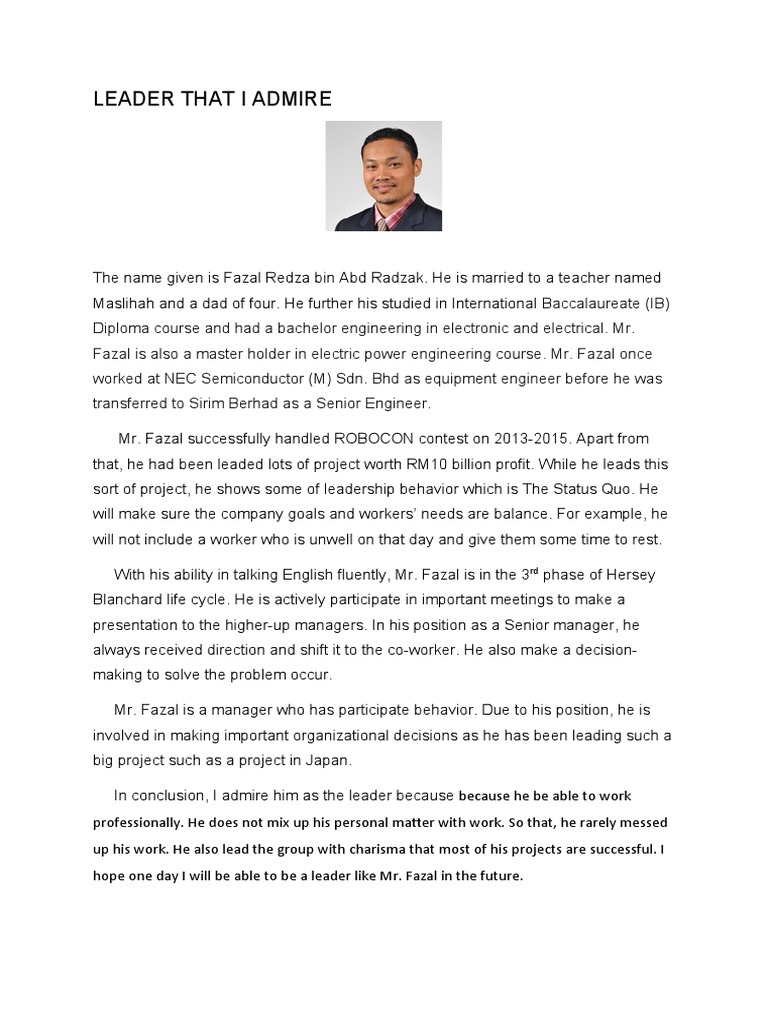 Admired Leader: Fazal Redza's Journey | PDF