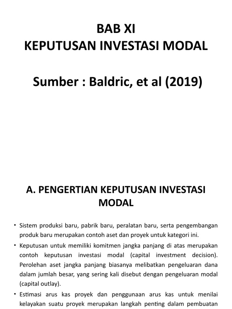 Bab Xi Keputusan Investasi Modal | PDF