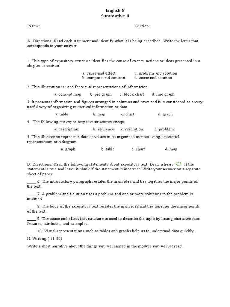 Expository Text Structures Quiz | PDF
