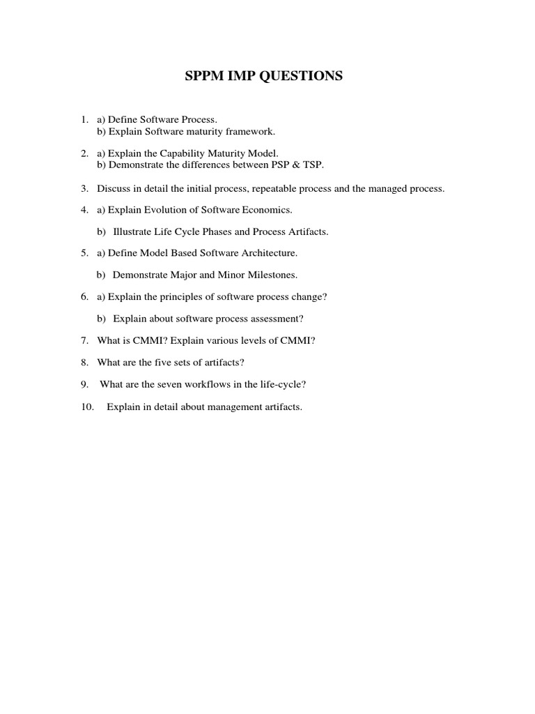 SPPM Imp Questions | PDF