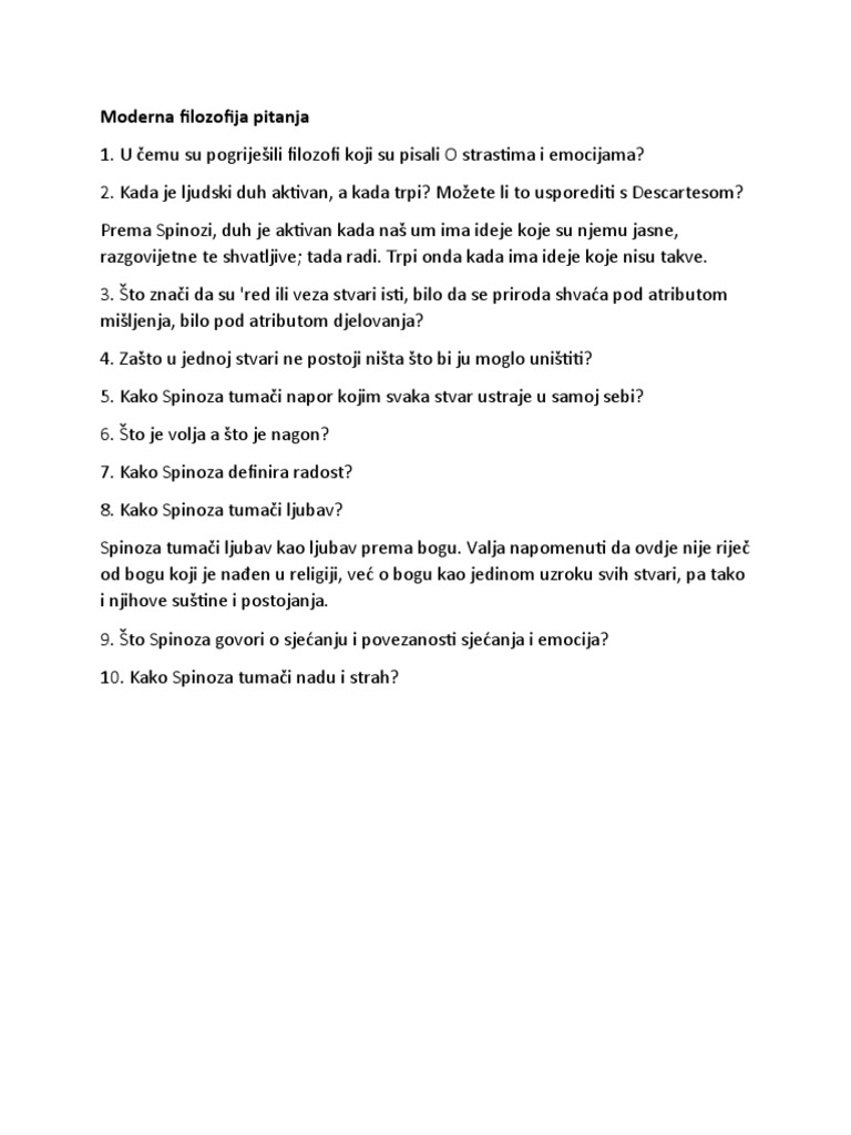 Moderna Filozofija Pitanja | PDF