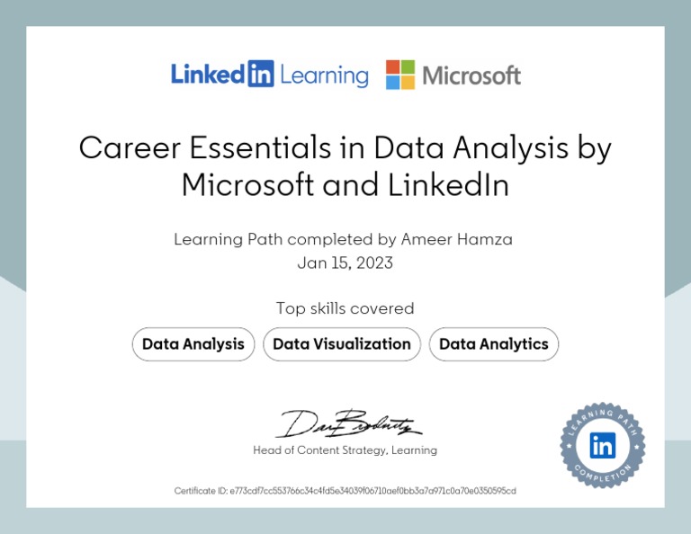 Career Essentials in Data Analysis by Microsoft and LinkedIn | PDF