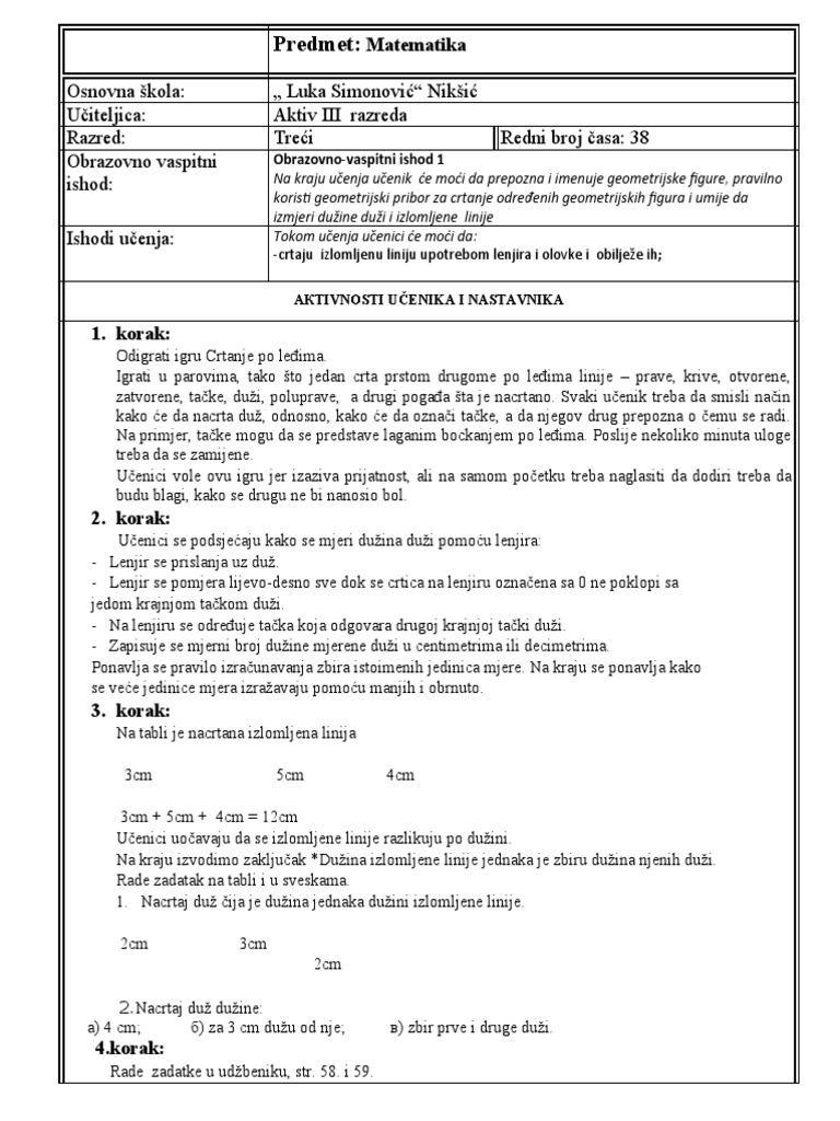 38 Cas Matem Duzina Izlomljene Linije | PDF