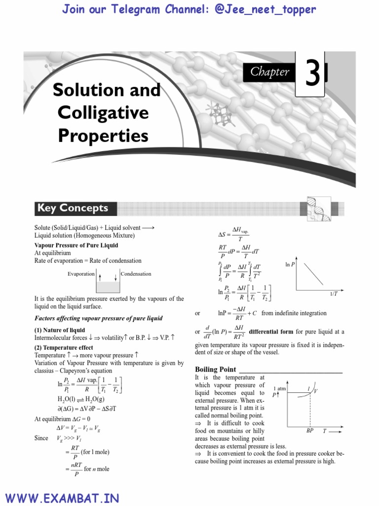 Solution & Colligative Properties Complete Chapter Notes For IIT | PDF ...