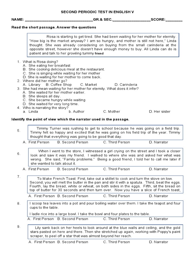 PT - English 5 - Q2 | PDF