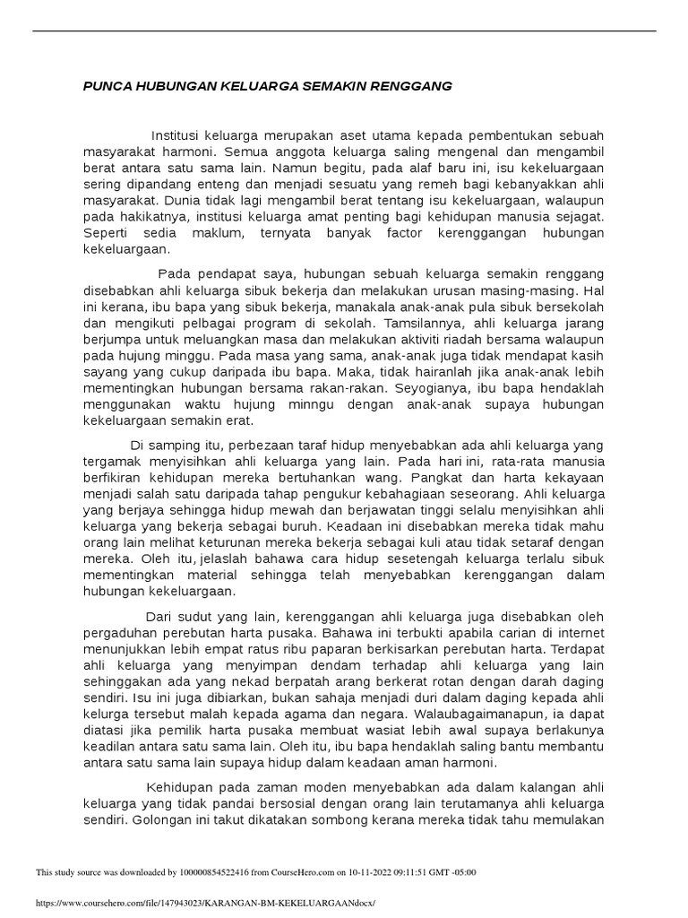 Karangan BM Kekeluargaan | PDF
