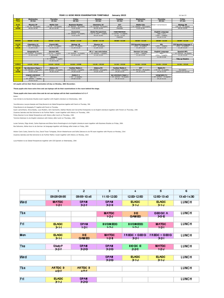 Y11 Mock Exams Timetable Jan23 Version 1 | PDF | Science