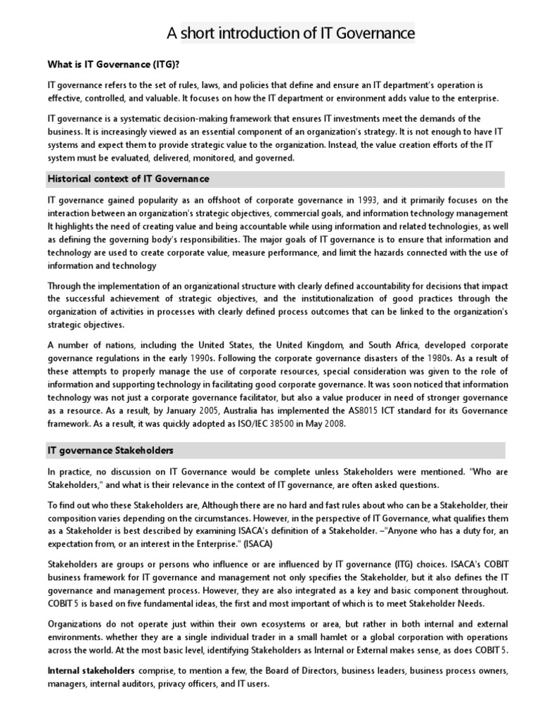 IT Governance | PDF