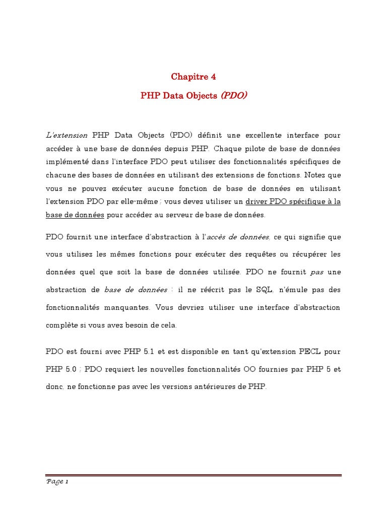 Chapitre 4 PDO 2022 | PDF | MySQL | PHP