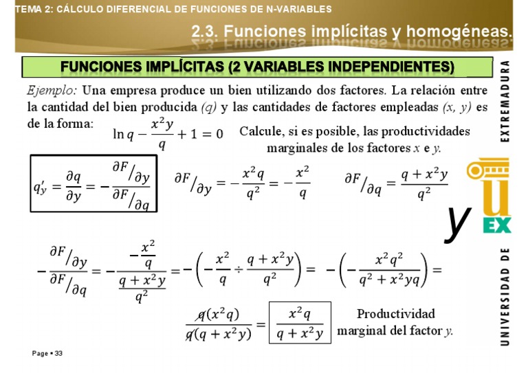 Función Implícita Productividad Marginal Factor Y | PDF