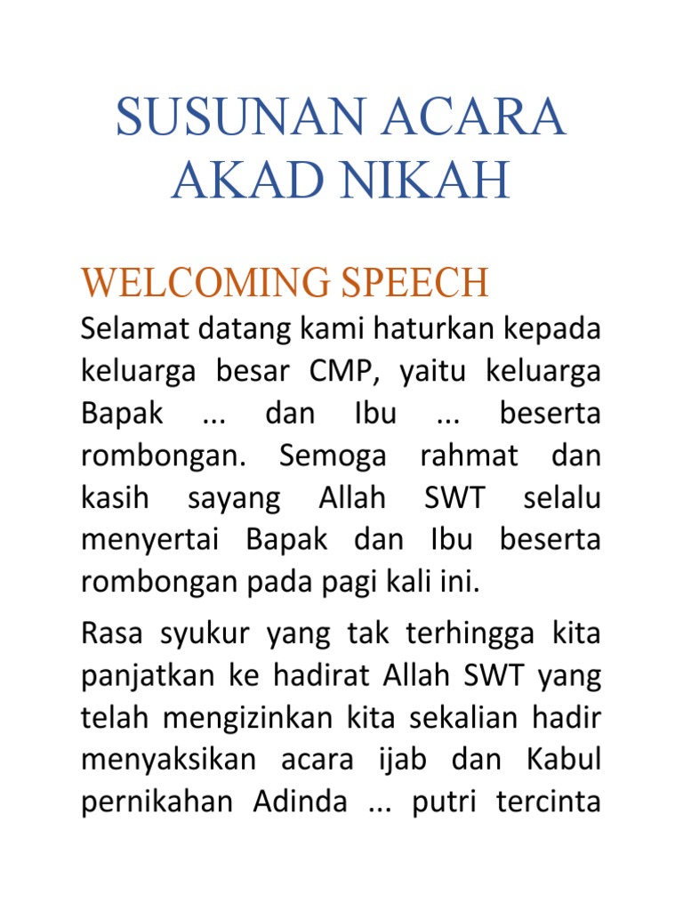 Susunan Acara Akad Nikah | PDF