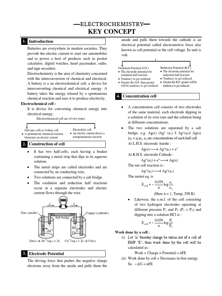 Electro Chemistry | PDF | Electrochemistry | Electrolyte