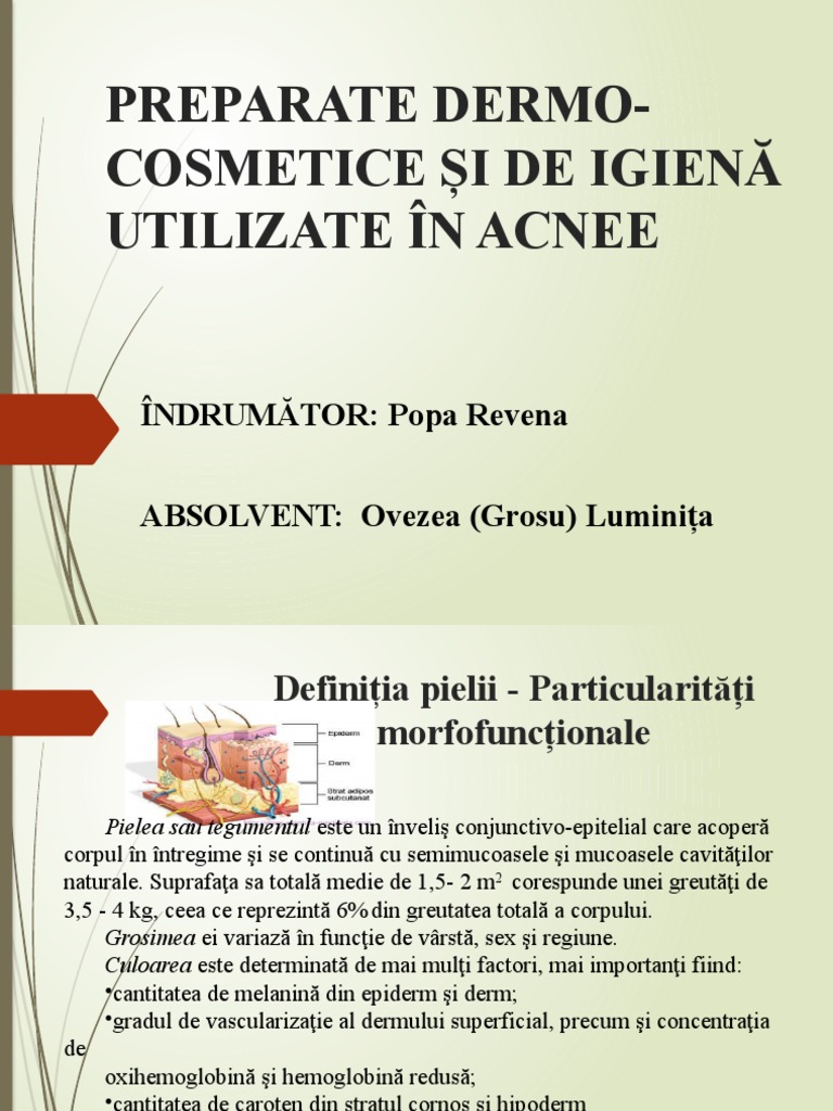 Preparate Dermo-Cosmetice Power Point | PDF