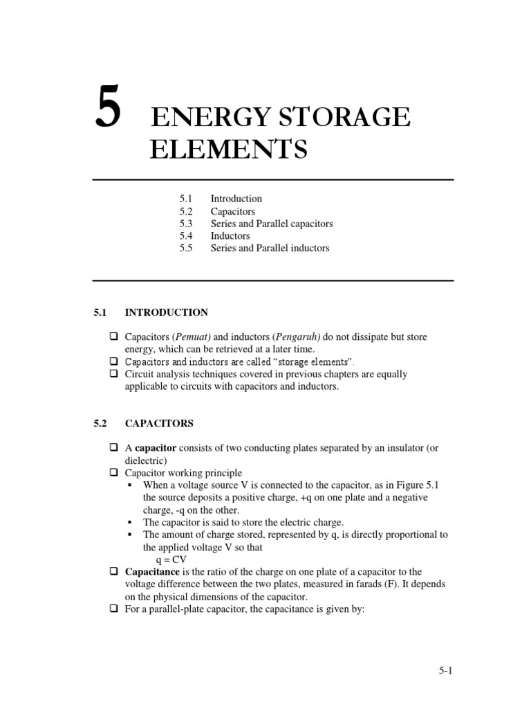Energy Storage in Capacitors and Inductors | PDF | Capacitor | Inductor