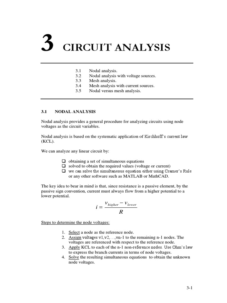 Chapter 3 Circuit Analysis | PDF | Electrical Network | Network ...