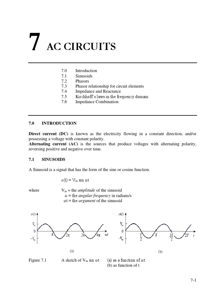 Chapter 7 Ac Circuits | PDF | Electrical Impedance | Phase (Waves)
