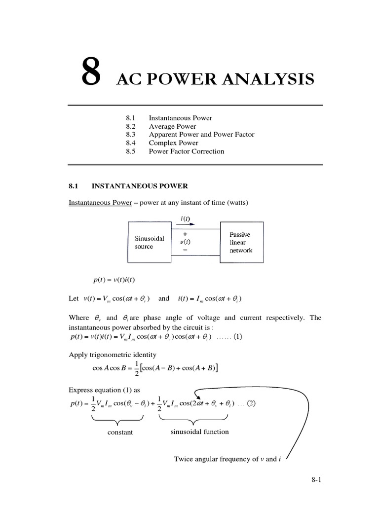 Chapter 8 Ac Power Analysis | PDF