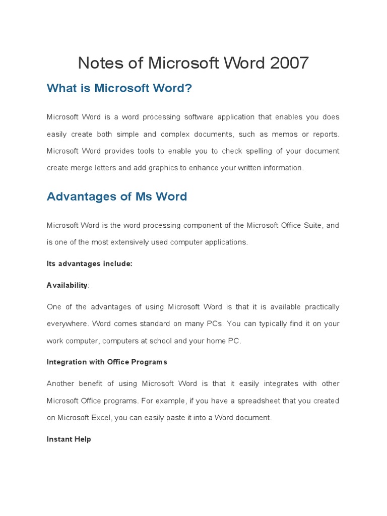 Notes of Microsoft Word 2007 | PDF | Microsoft Word | Hyperlink