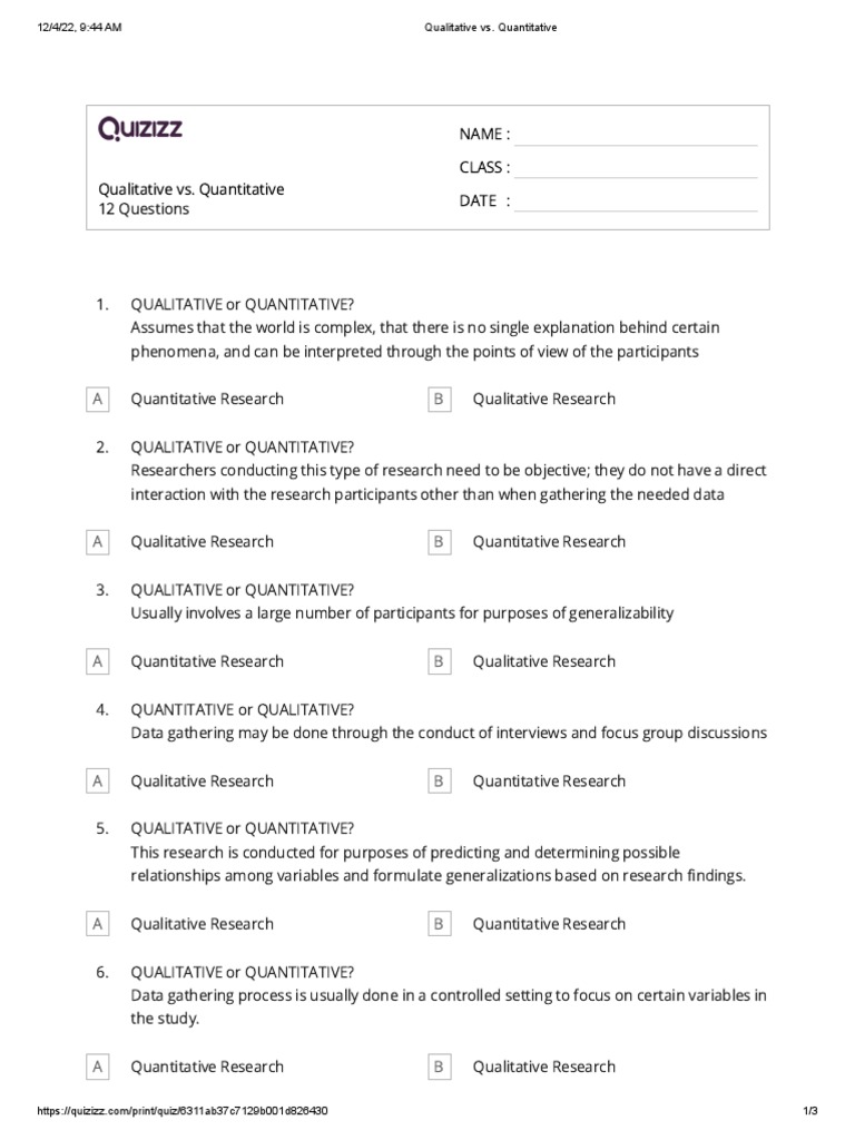 Qualitative vs. Quantitative | PDF